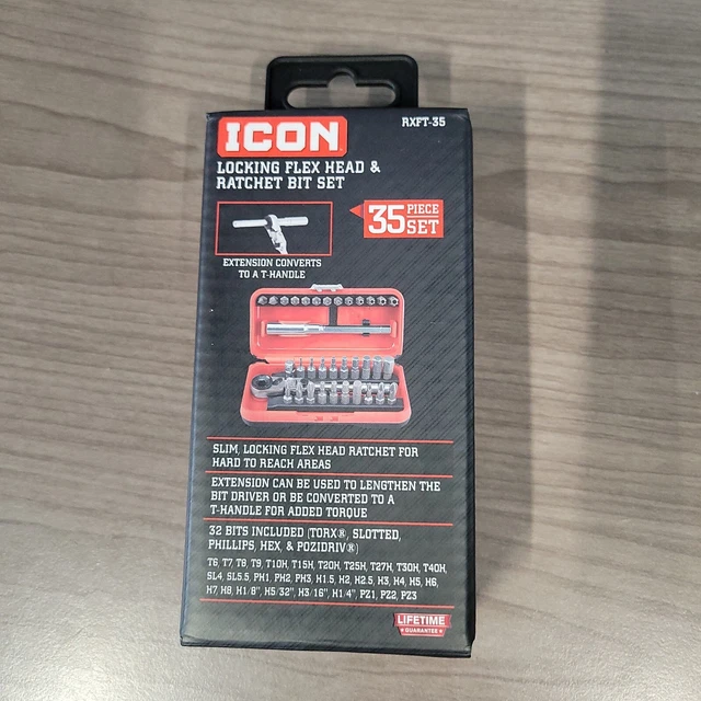 NEW | ICON | 35 Piece | Locking Flex Head Ratchet & Bit Set | Model ...