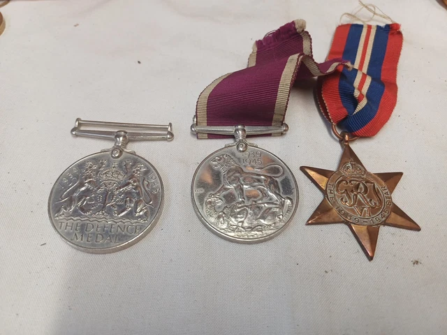 BRITISH WW2 SERVICE Medal, Defence Medal, and Star Medal,Full Size £31. ...