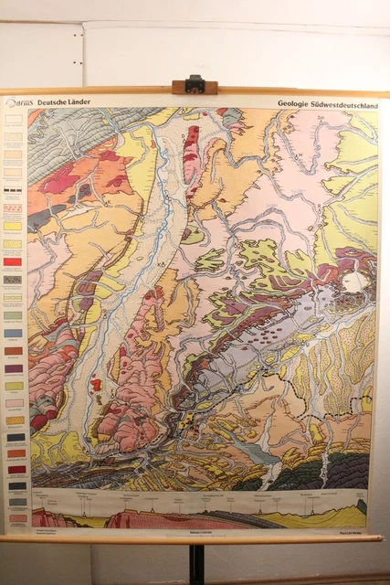 SCHOOL WALL MAP German countries geology southwest Germany roll ...