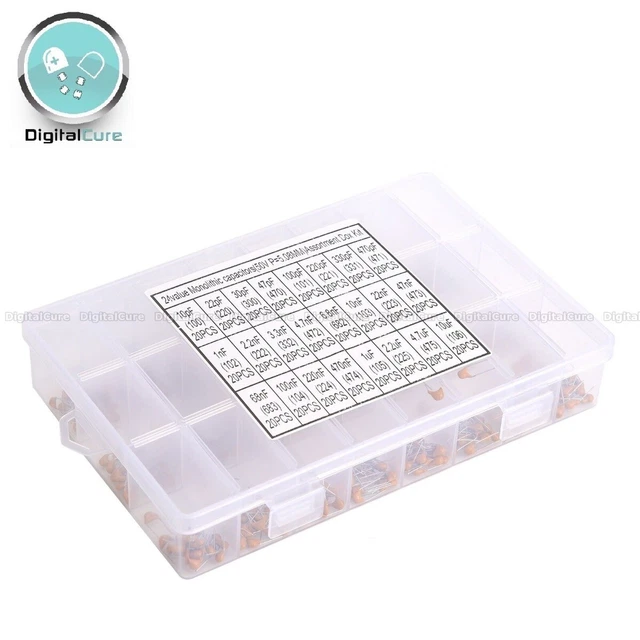 480PCS 24-VALUES MONOLITHIQUE Céramique Multicouche Kit Condensateur MLCC 10pF - EUR 16,13 ...