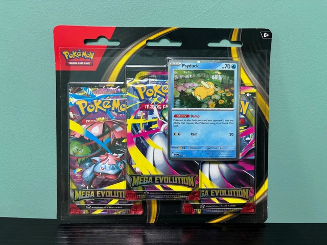POKEMON TCG MEGA Evolution Psyduck Triple Blister Pack- New and Factory ...