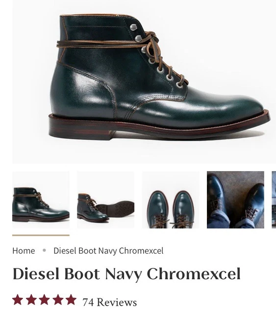 GRANT STONE DIESEL 10E Boots Navy/Blue/Green/Turqouise Horween ...