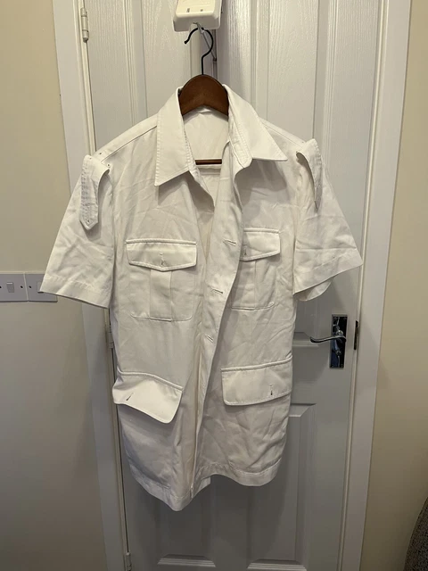 RN OFFICER’S NO1 BW White Bush Jacket And Belt. Good Cond. Chest approx ...