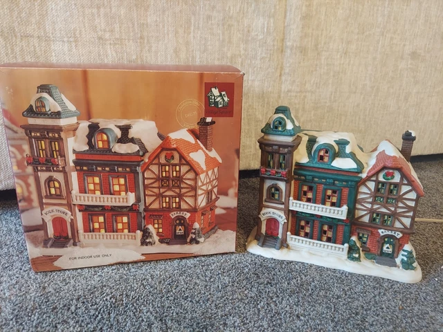 MERVYNS VILLAGE SQUARE VTG 2000 Christmas Book Store/Bakery Lighted ...