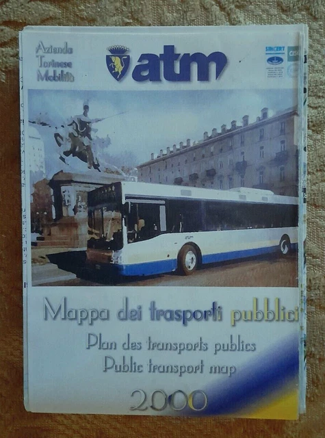 TURIN TURIN - ITALY / Map PUBLIC TRANSPORT 2000 ( ATM ) / BUS Map £1.69 ...