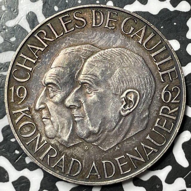 1962 GER./FRANCE CHARLES de Gaulle & Konrad Adenauer Medal Lot#D7362 ...