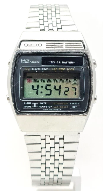 OROLOGIO SEIKO A156-5020 solar digital vintage japan watch alarm chrono ...