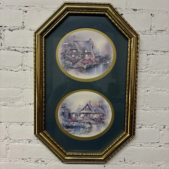 THOMAS KINKADE DUAL Cottage Prints In Gold-tone Frame, 22x14” Syroco ...