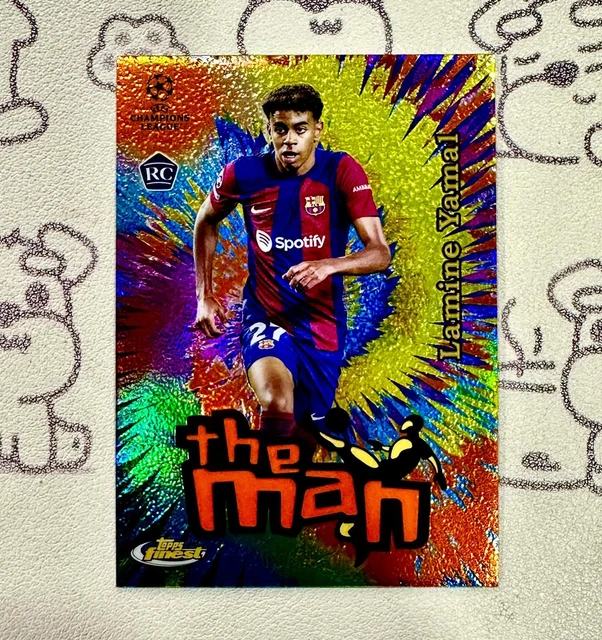 TOPPS FINEST UEFA 2023-24 Lame Yamal Rc /25 Réfracteur Orange The Man ...