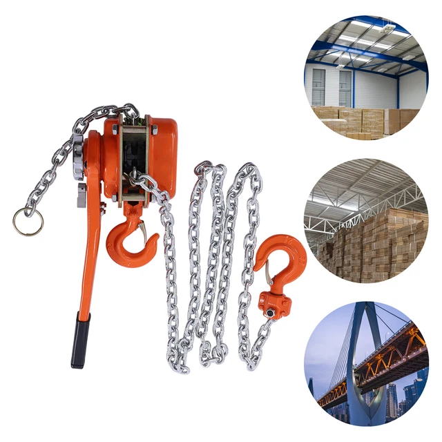 1.5 TON MANUAL Chain Hoist Ratchet Type Come Along Puller Tool w/ 2 ...