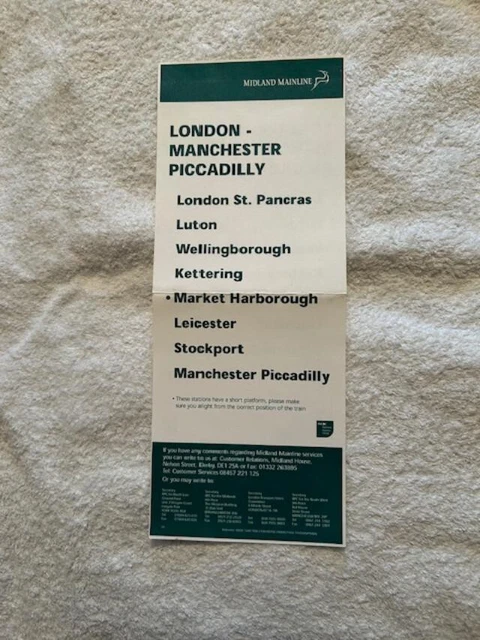 MIDLAND MAINLINE WINDOW Carriage Label ~ Manchester/Picc from St ...