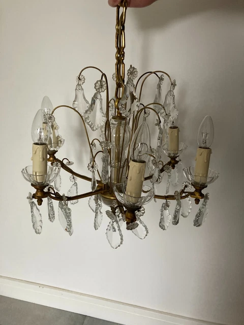 VINTAGE CHRISTOPHER WRAY Crystal and Gilt Chandelier working needs ...