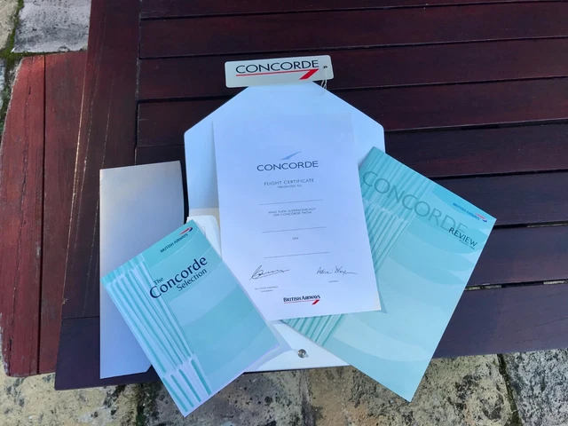 CONCORDE ~1998 DOCUMENT folder with Adrian Thompson certificate, tag ...