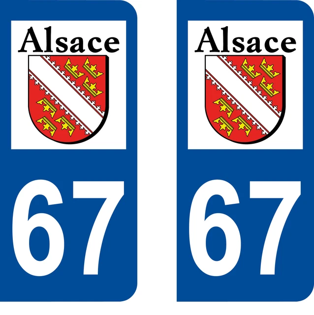 67 ALSACE - Logo Type Autocollant plaque immatriculation Auto 2 ex EUR ...