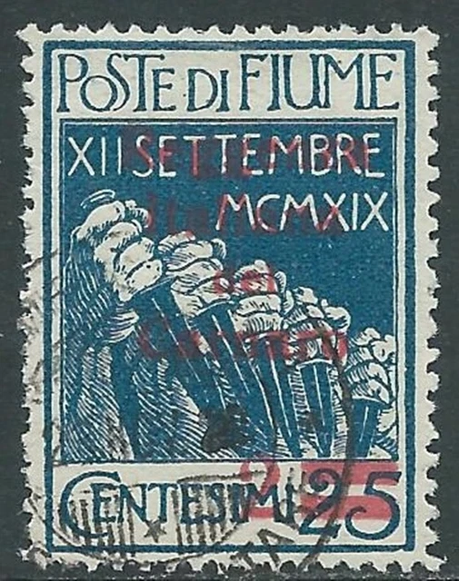 1920 RIVER USED Italian Regency Of Carnaro 2 Of 25 Cent Blue - Us33-2 £ ...