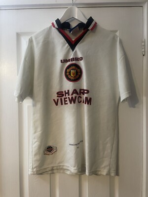 MANCHESTER UNITED 96/97 Away - Umbro, Sharp Viewcam- Size Medium ...