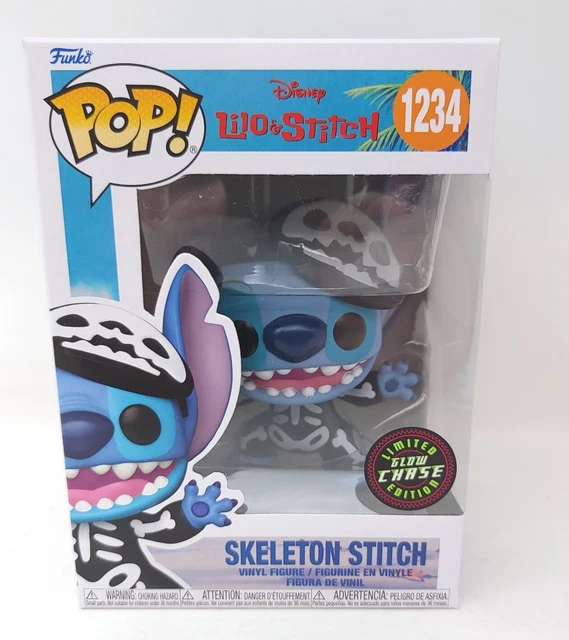 FUNKO POP! DISNEY Lilo & Stitch #1234 Skeleton Stitch Glow Chase GID W ...