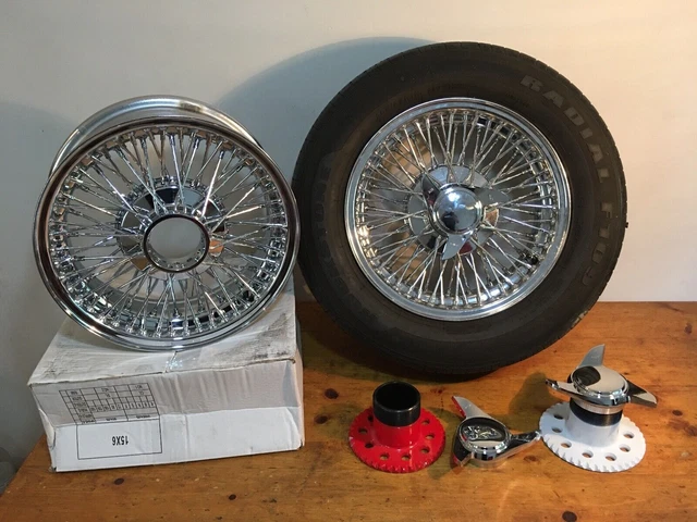 15& CHROME WIRE wheels, bolt on hubs spinners for Z3 250 SWB or ...