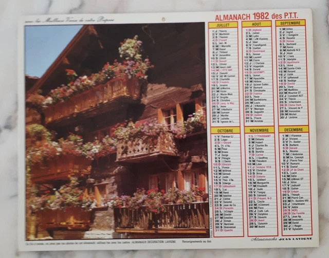 ALMANACH DU FACTEUR Calendrier de la poste PTT 1982 Lavigne Montagne ...
