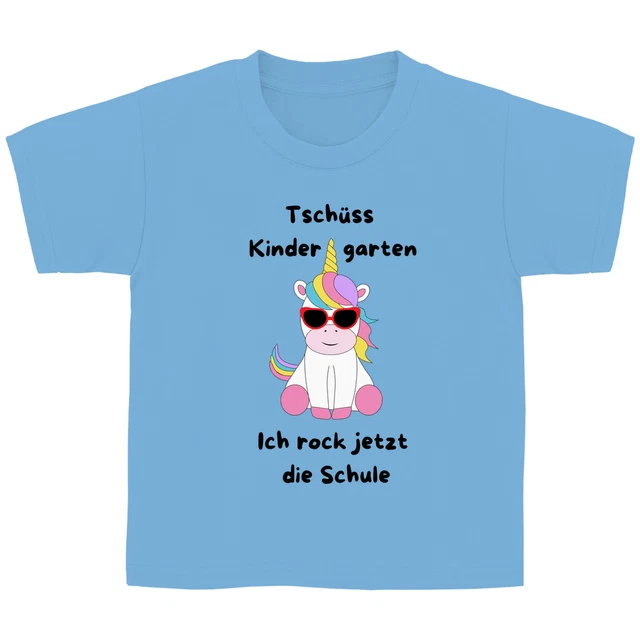 T-SHIRT SCHULANFANG EINHORN Tschüss Kindergarten Mädchen Geschenk Einschulung EUR 18,95 ...