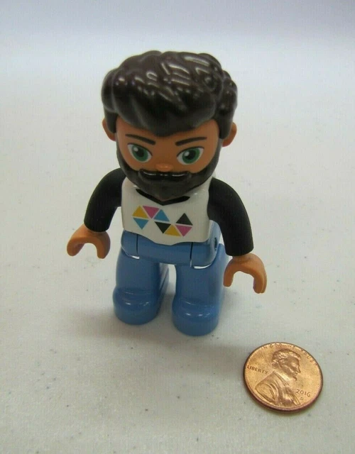 LEGO DUPLO DAD FATHER MAN 2.5" FIGURE with BROWN HAIR & BEARD ...