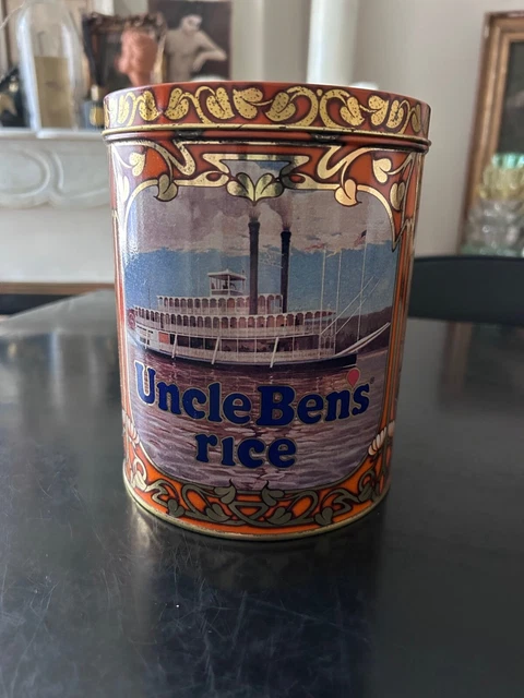 ANCIENNE BOÎTE TÔLE Oncle Ben's vintage old Uncle Ben's tin box déco ...
