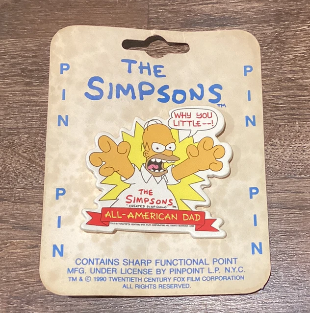 VINTAGE HOMER SIMPSON - The Simpsons - 1990 Pin Badge “All American Dad ...