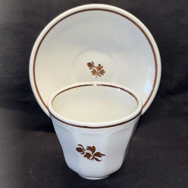 ANTIQUE IRONSTONE TEA Leaf Handleless Cup Saucer Wilkinson & Hulme ...
