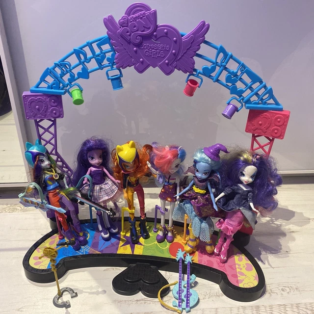MY LITTLE PONY Equestria Girls Rainbow Rocks Stage and 6 Dolls Bundle £ ...