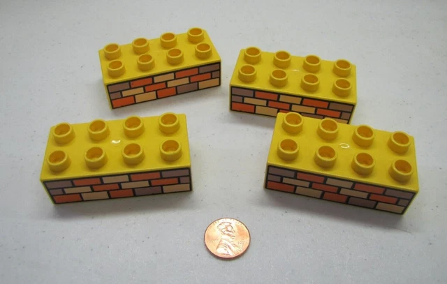 LEGO DUPLO 4 YELLOW CONSTRUCTION BRICKS BOB THE BUILDER Printed 2X4 ...