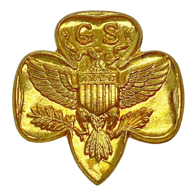 VINTAGE GIRL SCOUT Pin 1940s-1950s Non-Magnetic Membership Gold Stamped ...