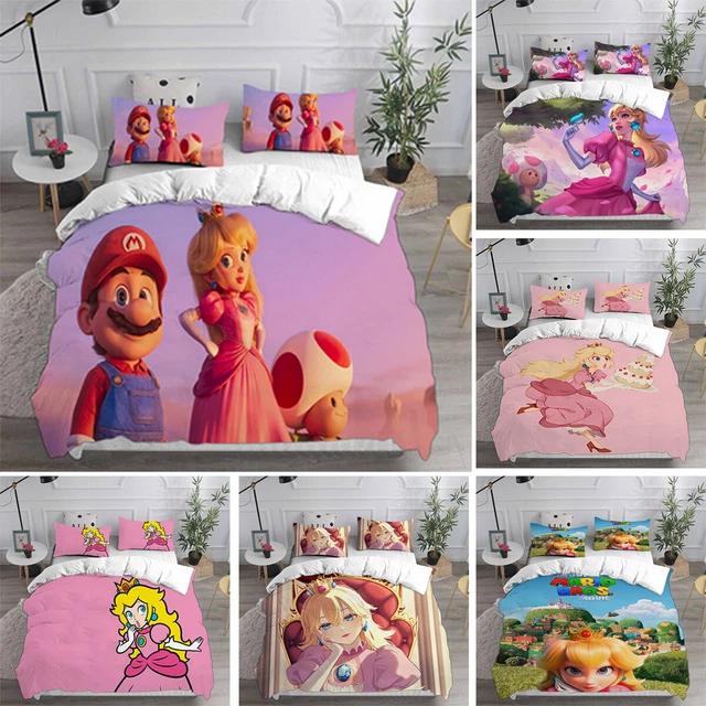 SUPER MARIO BROS Princess Peach 3D Duvet Cover Bedding Set Pillowcase ...