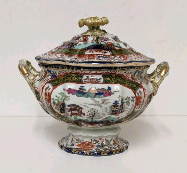 ANTIQUE MASON'S PATENT Ironstone China 'Canton' Pattern No. 1037 Tureen ...