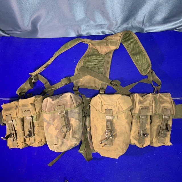 BRITISH ARMY WOODLAND DPM Webbing Set Pouches Belt Yoke Rig System ...