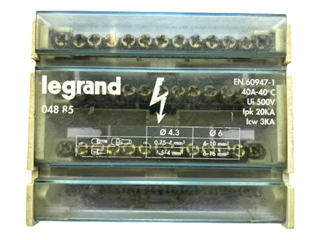 LEGRAND 048 85 04885 40A Trois Phase Terminal Bloc Clé Monbloc ...