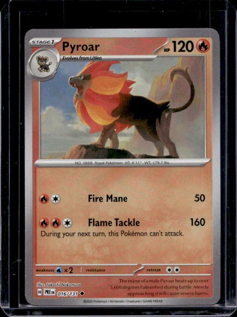 2025 POKEMON SCARLET & Violet Prismatic Evolutions Pyroar Holo #016/131 ...