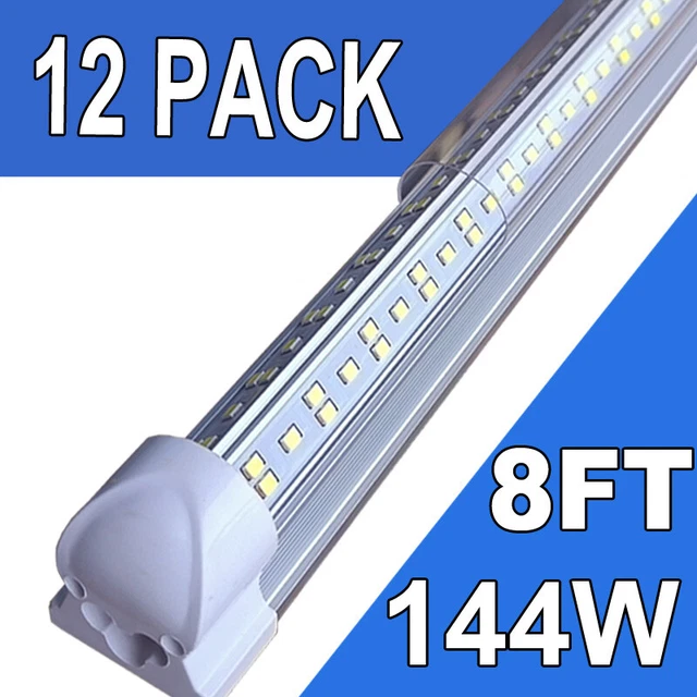 12 PACK 8FT Led Shop Light T8 144w Linkable Ceiling Tube Fixture ...