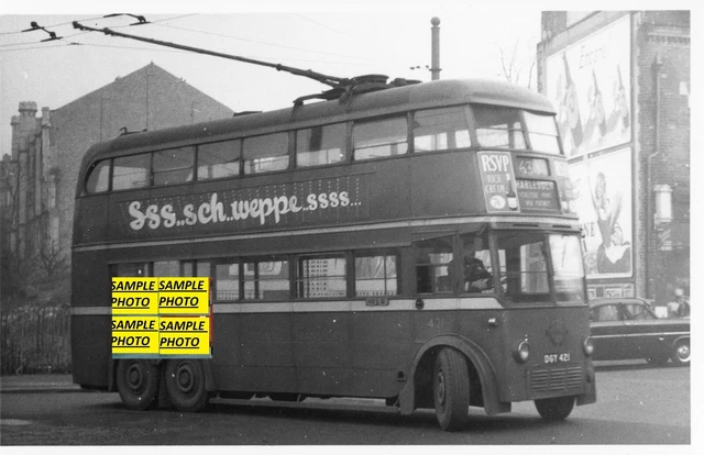 LONDON TRANSPORT B&W Bus Photograph-Trolleybus 421 Route 630 £1.00 ...
