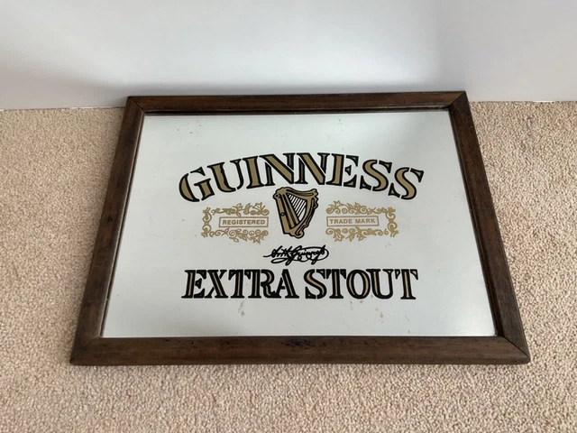 GUINNESS EXTRA STOUT Framed Mirror 33.5cm x 26cm Bar Pub Vintage £31.87 ...
