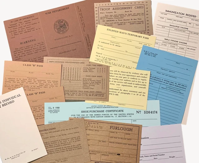 SET DES PAPIERS WW2 WWII US Army GI Reproduction Facsimile Copie Pocket ...
