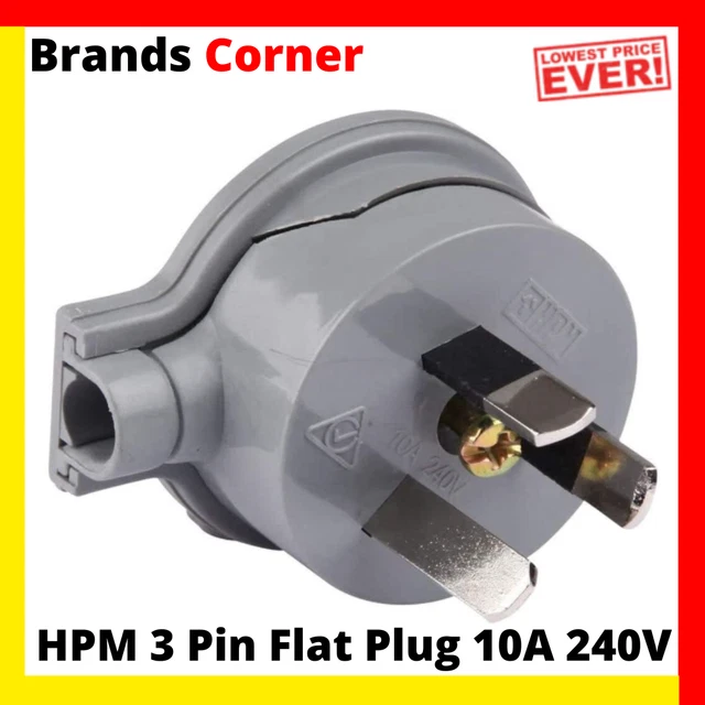 CD106/1GY HPM 3 Pin Flat Plug Top Grey Side Entry -Low Profile Rated ...