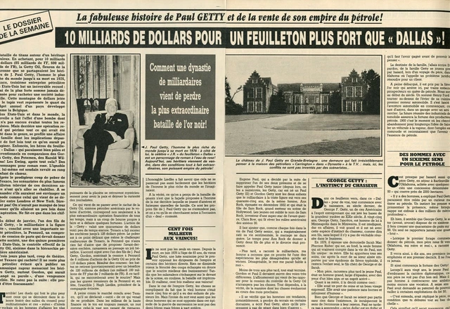 COUPURE DE PRESSE Clipping 1984 Fabuleuse Histoire de Paul Getty (2 pages) EUR 5,00 - PicClick FR