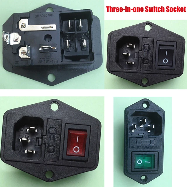 3IN1 INLET SOCKET Fuse Holder Safety Switch Steckdose mit Licht 250V JR ...