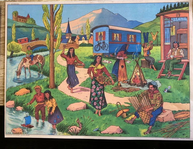 DÉCORATION MURALE,SET DE Table Gitans, Tzigane roulotte Vannerie panier ...