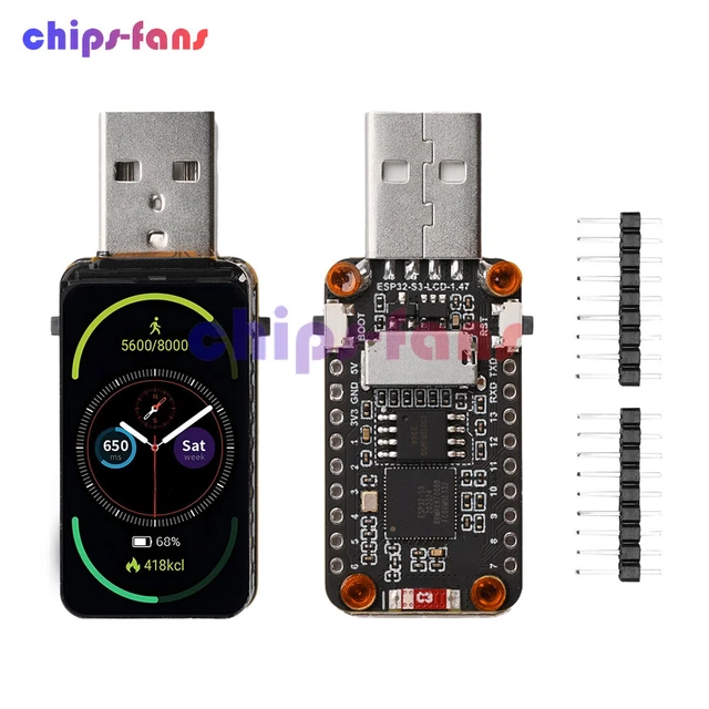 1.47-INCH LCD ESP32-S3 WIFI Bluetooth Development Board I2C SPI USB ...