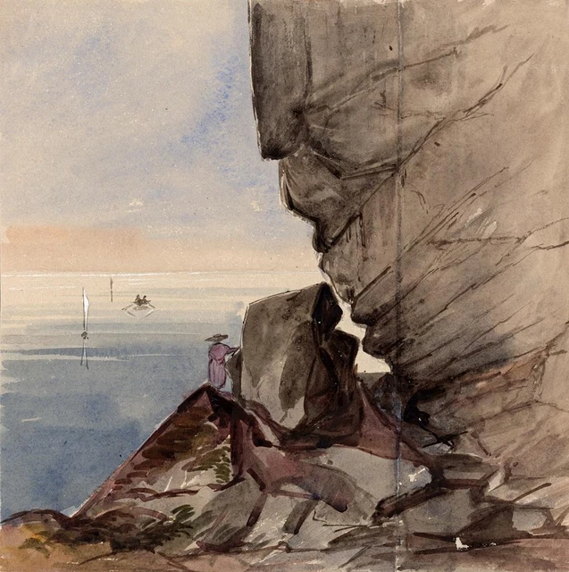 CAROLINE ANN BRERETON Watercolour Painting GREAT ORME WALES 1853 19TH ...