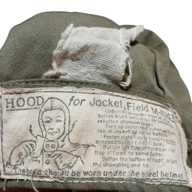 1943 FIELD JACKET Hood WWII World War 2 Military United States Soldier ...