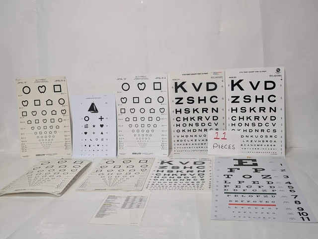 [10] EYE TEST Vision Poster Chart Assorted Standard Letters Shapes ...