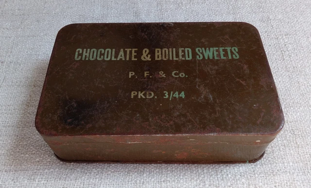 RARE ANCIENNE BOITE "chocolate & boiled sweets" seconde guerre mondiale ...