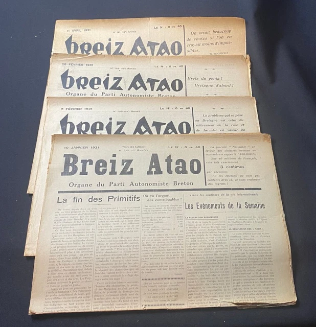 BREIZ ATAO ORGANE hébdomadaire du Parti Autonomiste Breton 1931, 7 ...